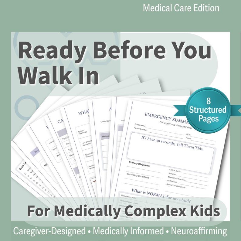 ER Grab & Go Medical Binder | Emergency Summary Sheets for Medically ...