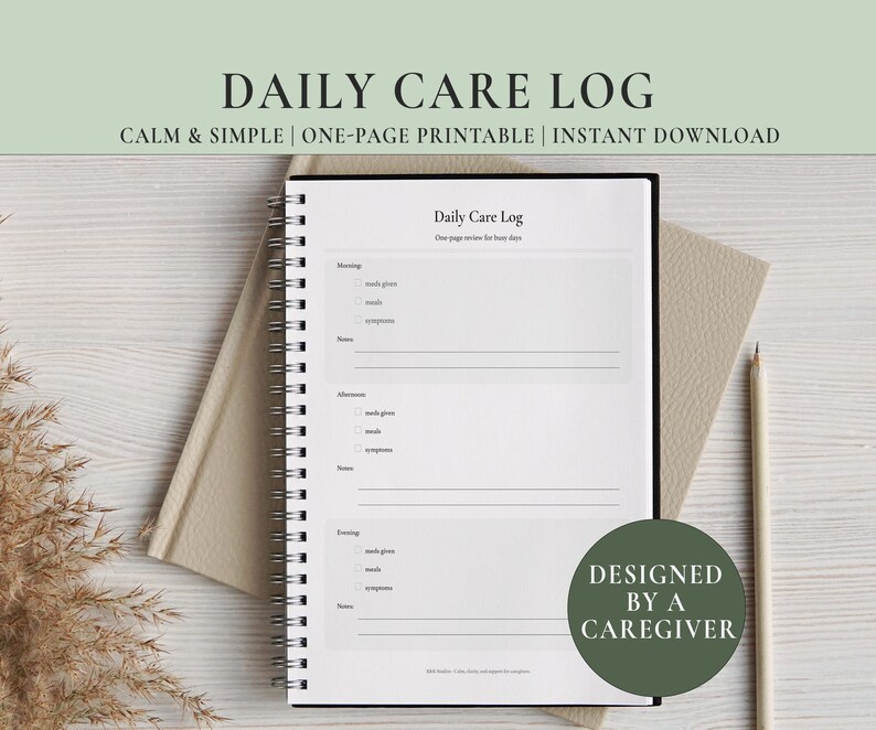 Daily Care Log Printable | Caregiver Daily Tracker | Meds, Behavior ...