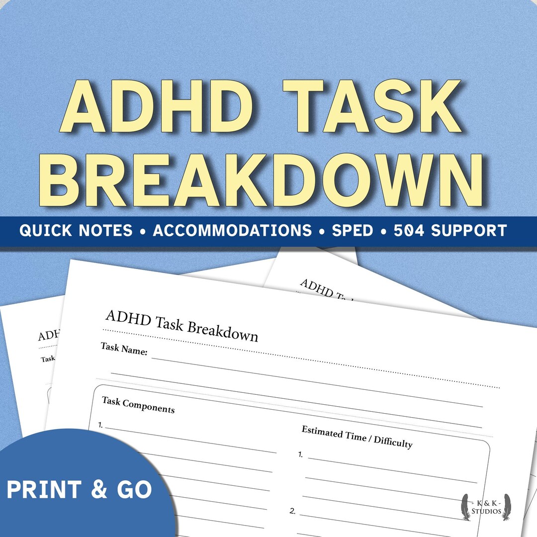 ADHD Task Breakdown | Executive Function Support | Step-by-step Task ...