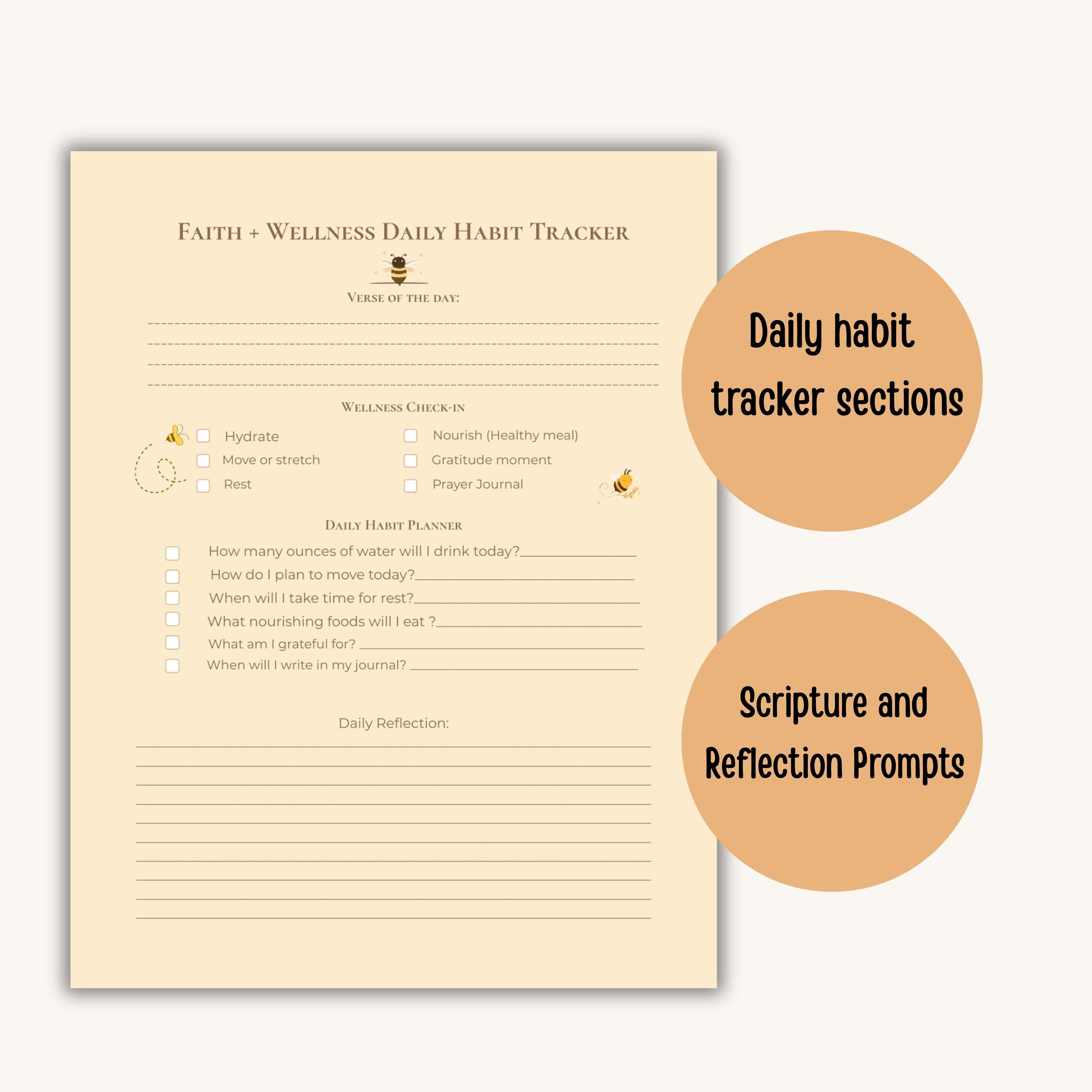Christian Wellness Planner Printable | Faith Habit Tracker PDF ...