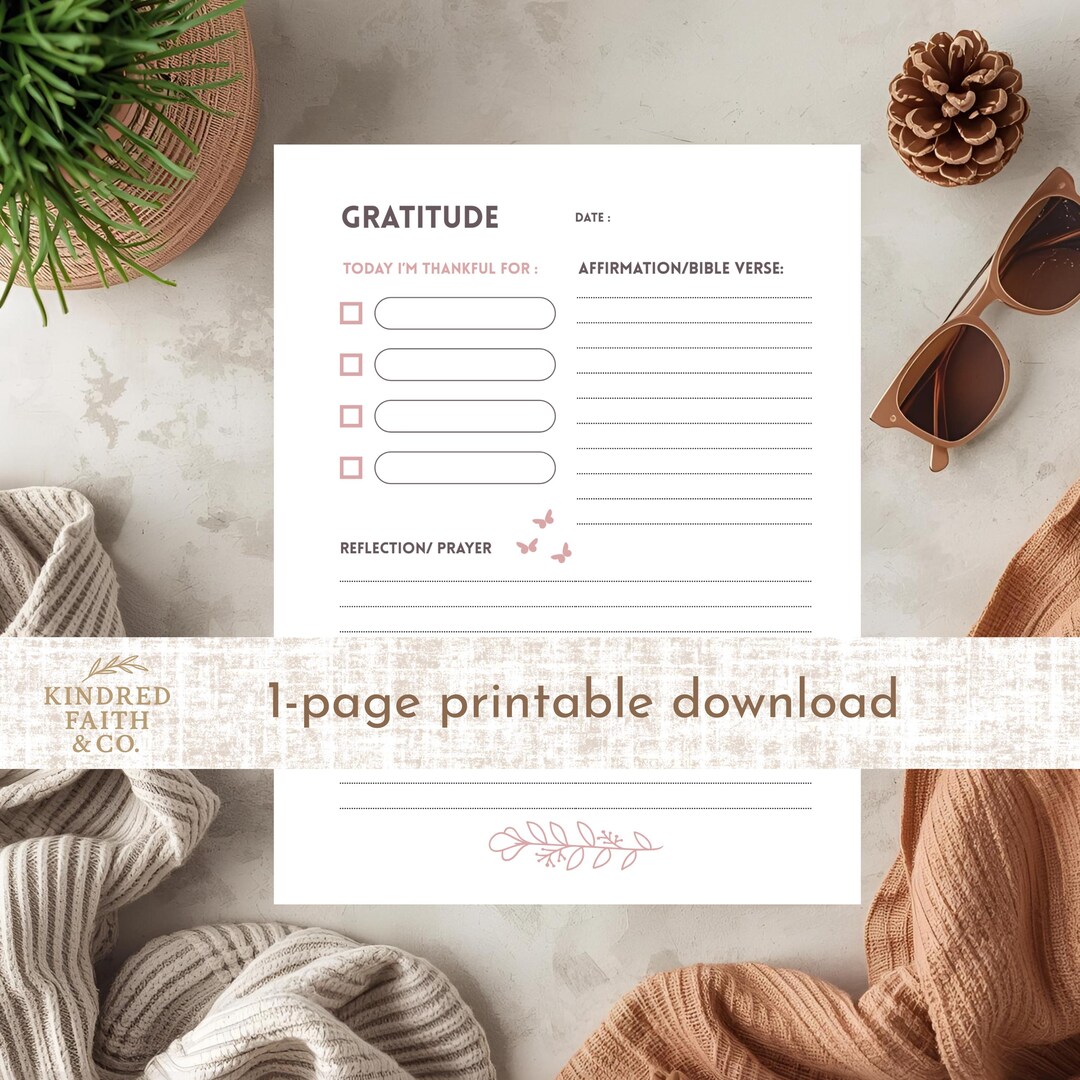 Printable Gratitude Page | Faith-based Daily Gratitude Journal ...