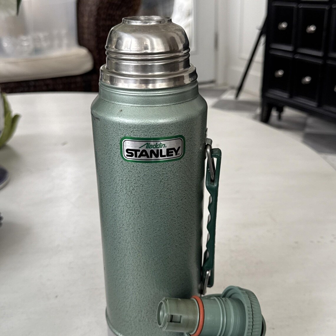 VINTAGE Stanley Aladdin Thermos Us-made A-944dh Green Metal 1 Quart - Etsy