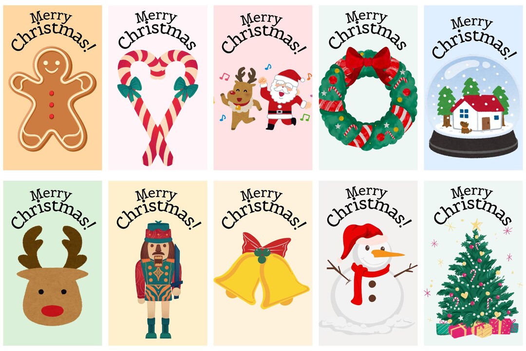 Editable Christmas Greeting Card Bundle | 10 Printable Merry Christmas ...