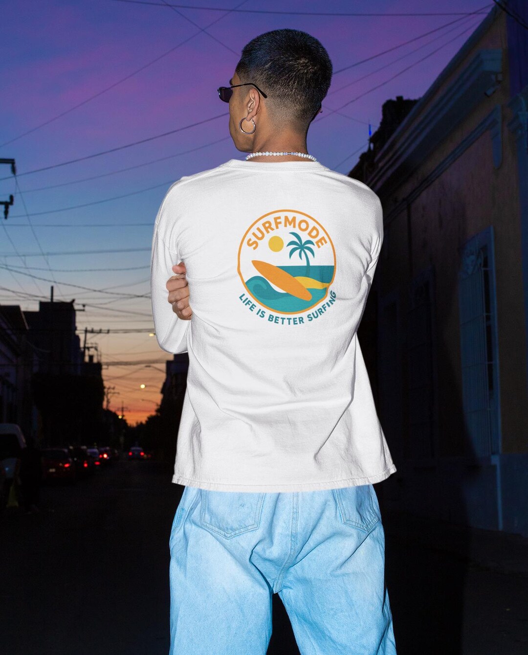 Surfmode Surfboard Sunset Logo Long Sleeve - Unisex - Etsy