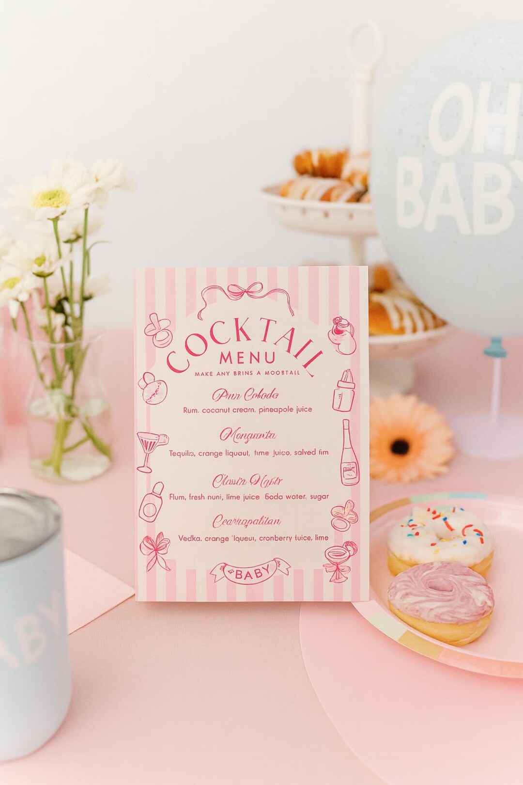 EDITABLE - Baby Shower Cocktail Mocktail Menu - Etsy