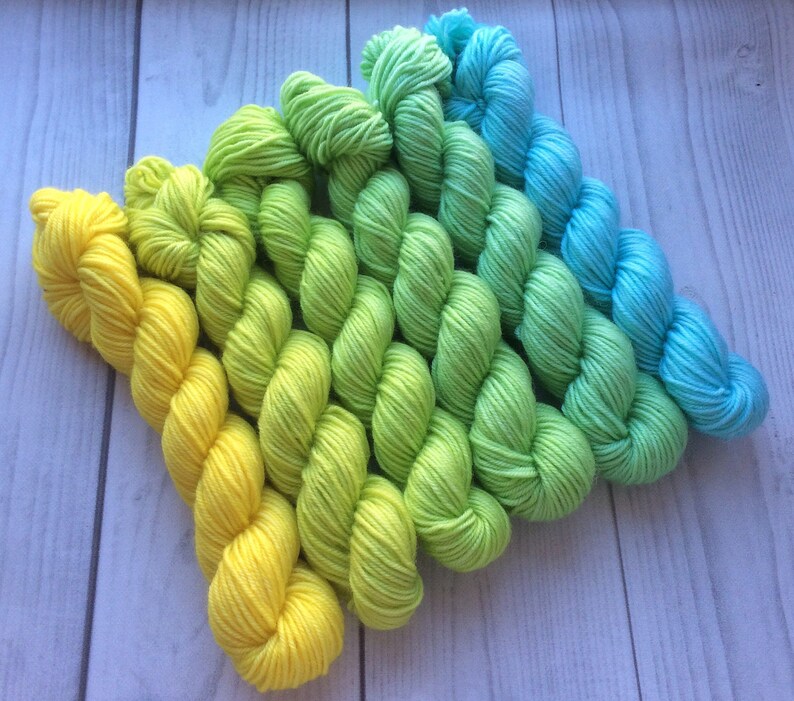 Gradient yarn set Merino superwash aran handdyed yarn | Etsy