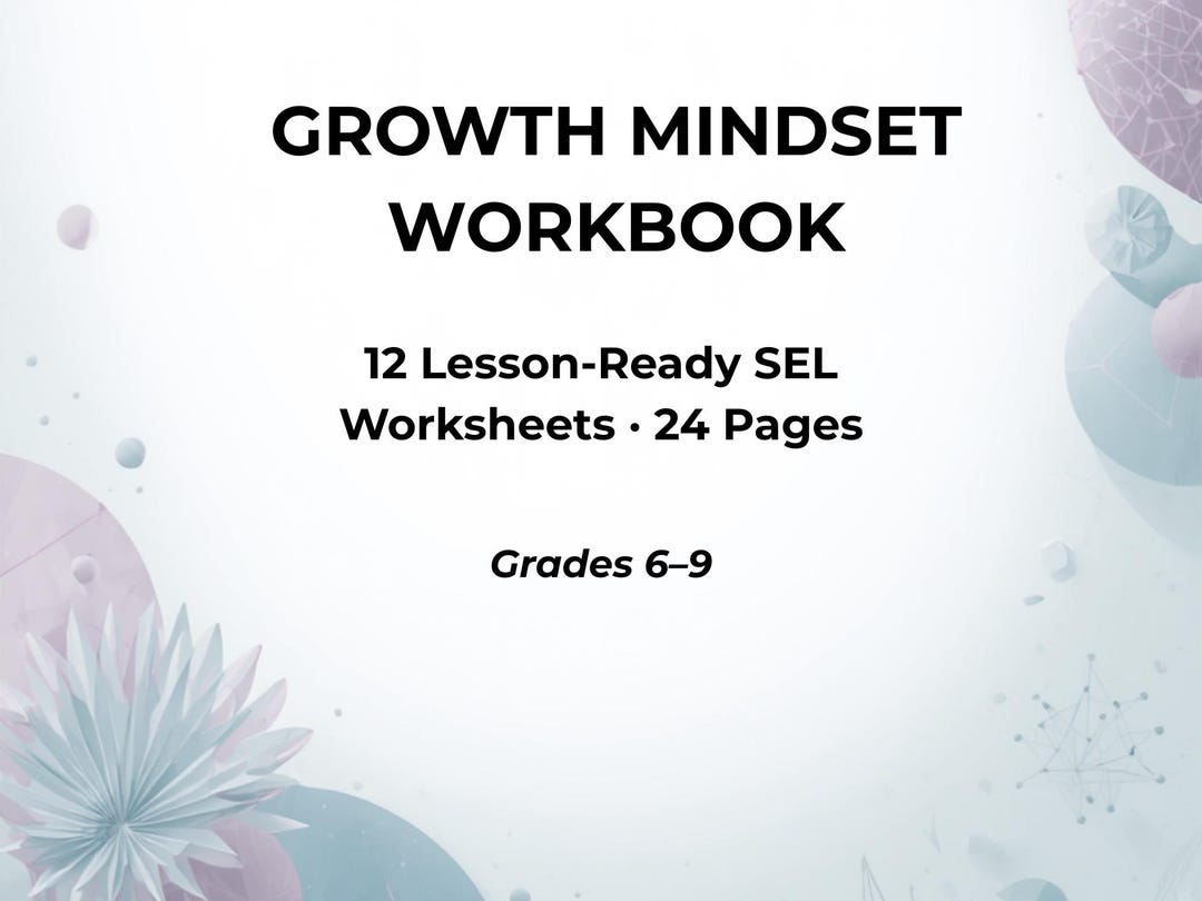 Growth Mindset Worksheets for Middle School, SEL Printable Workbook PDF ...