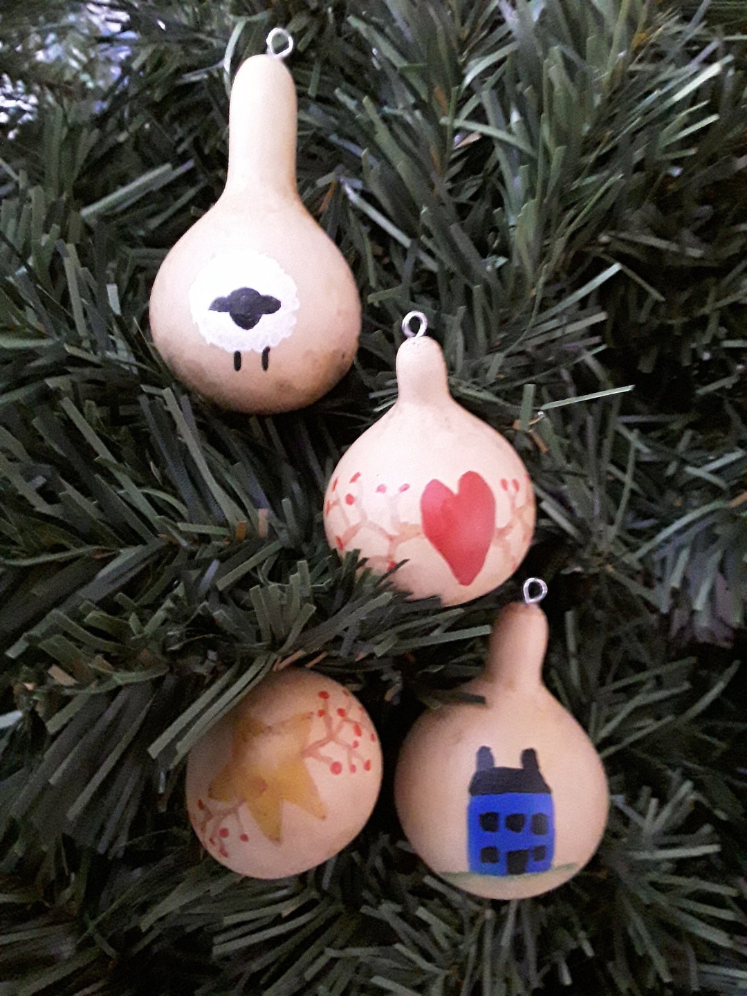 Gourd Ornament Set Primitive Country Heart Star Sheep Saltbox - Etsy