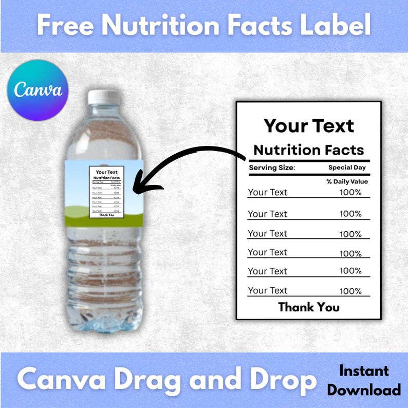 8oz 12oz 16oz Water Bottle Label Template Bundle, Water Bottle Sticker ...