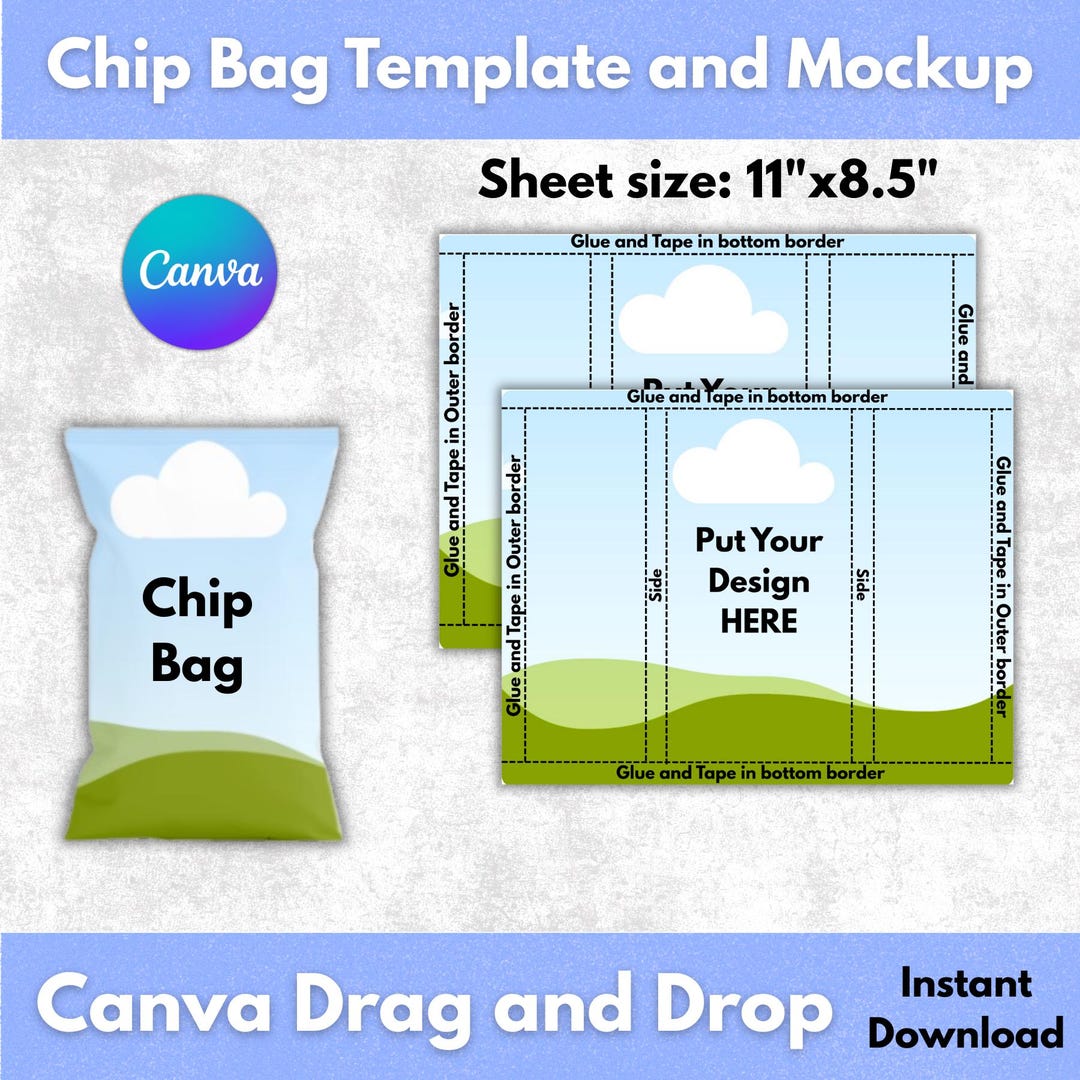 Chip Bag Template, Printable Party Favor, Chip Bag Mockup, DIY ...