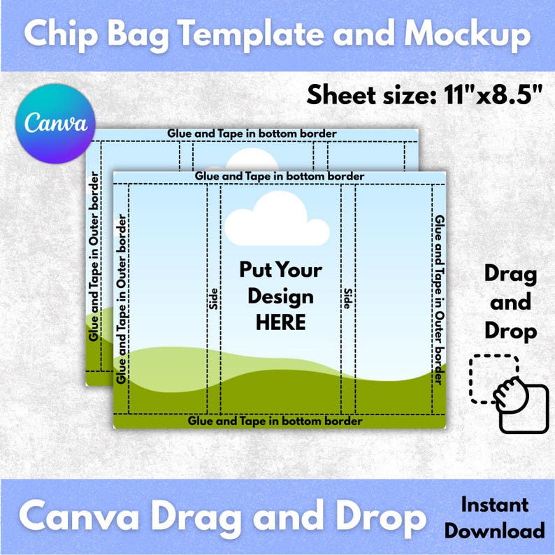 Chip Bag Template, Printable Party Favor, Chip Bag Mockup, DIY ...