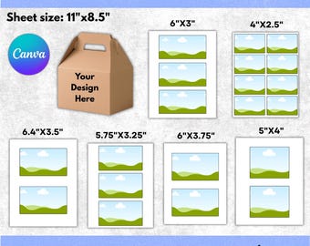 Gable Box Label Template Bundle, Party Favors DIY, Gable Box Svg, Canva ...