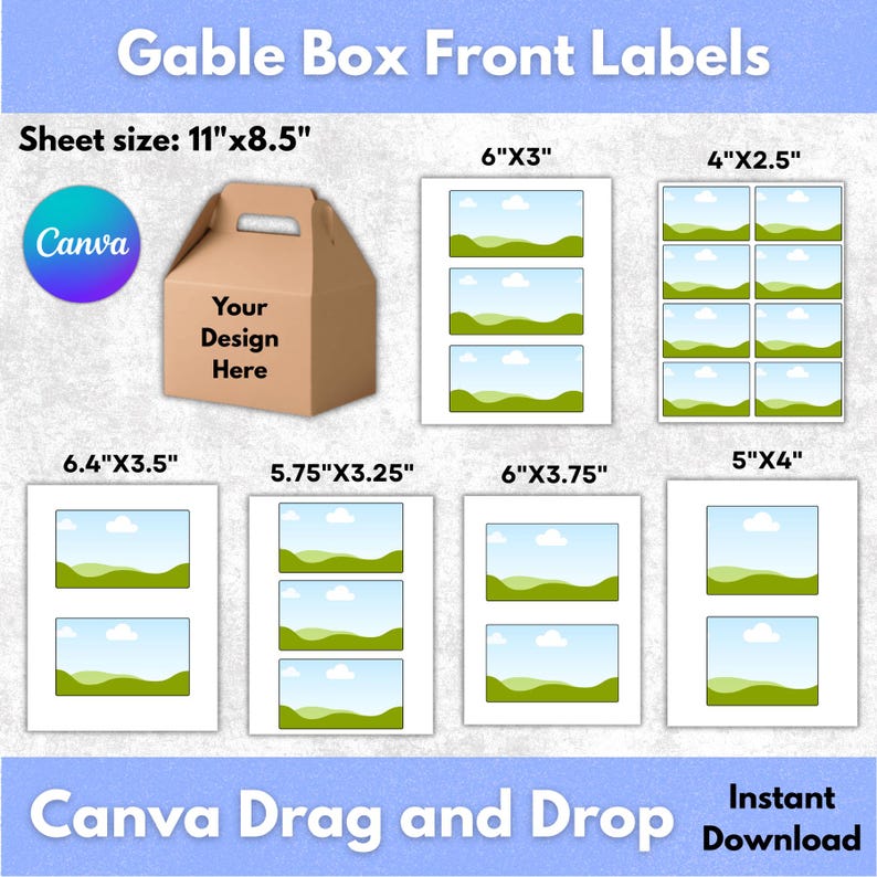 Gable Box Label Template Bundle, Party Favors DIY, Gable Box Svg, Canva ...