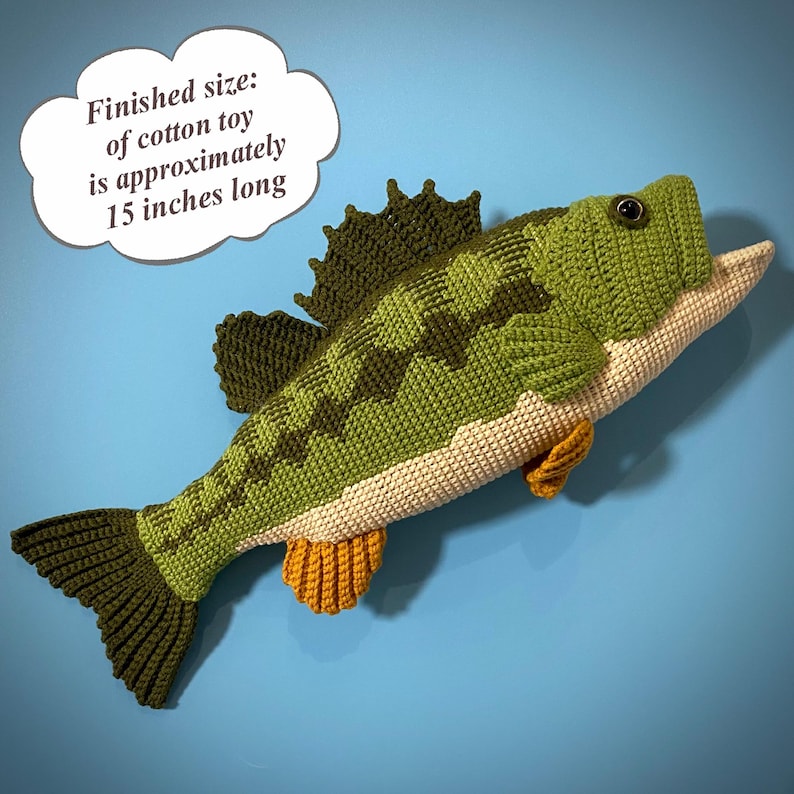 Fish Crochet Pattern PDF. Largemouth Bass. Realistic Amigurumi. Fishing ...