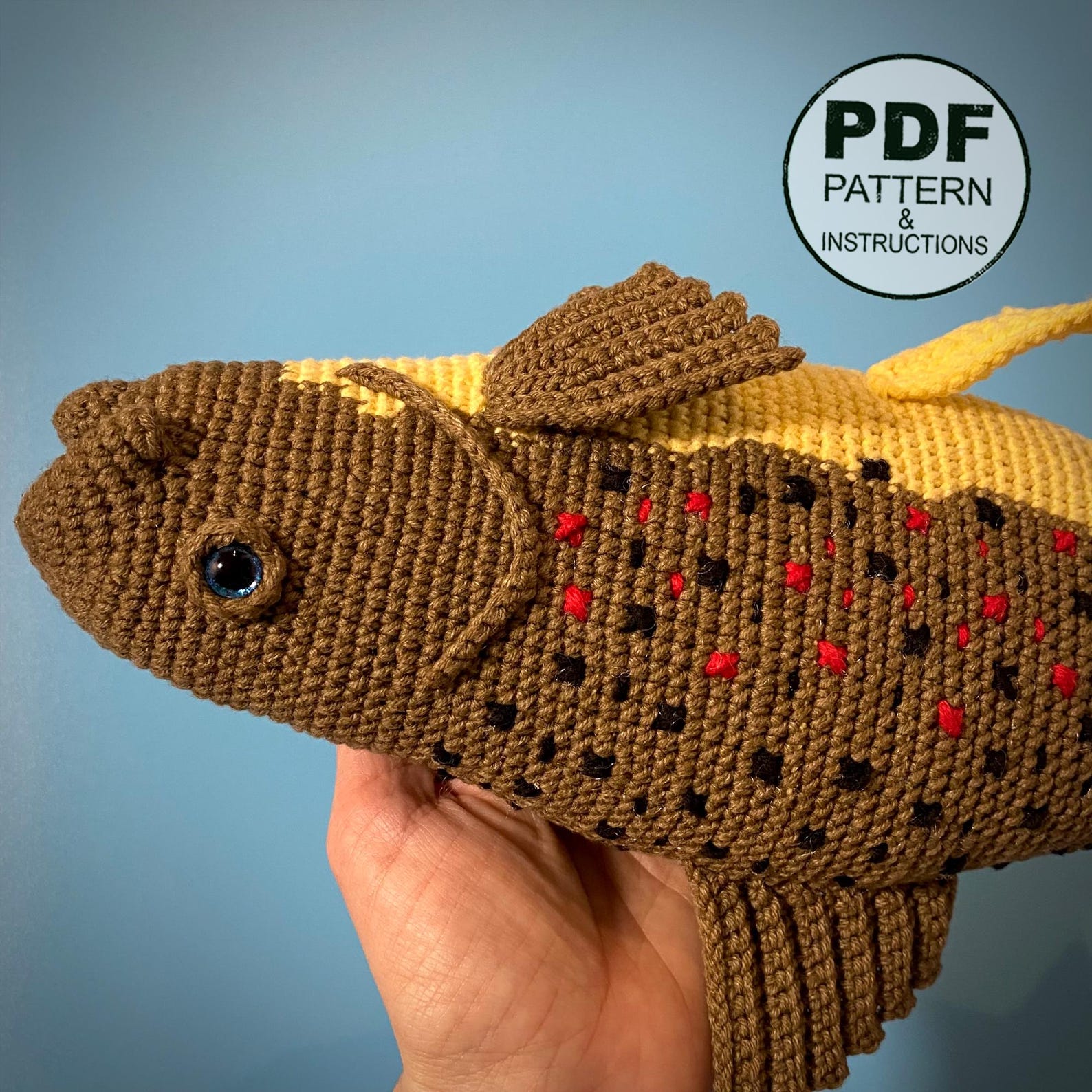 Fish Crochet Pattern PDF. Brown Trout. Realistic Fish Amigurumi ...