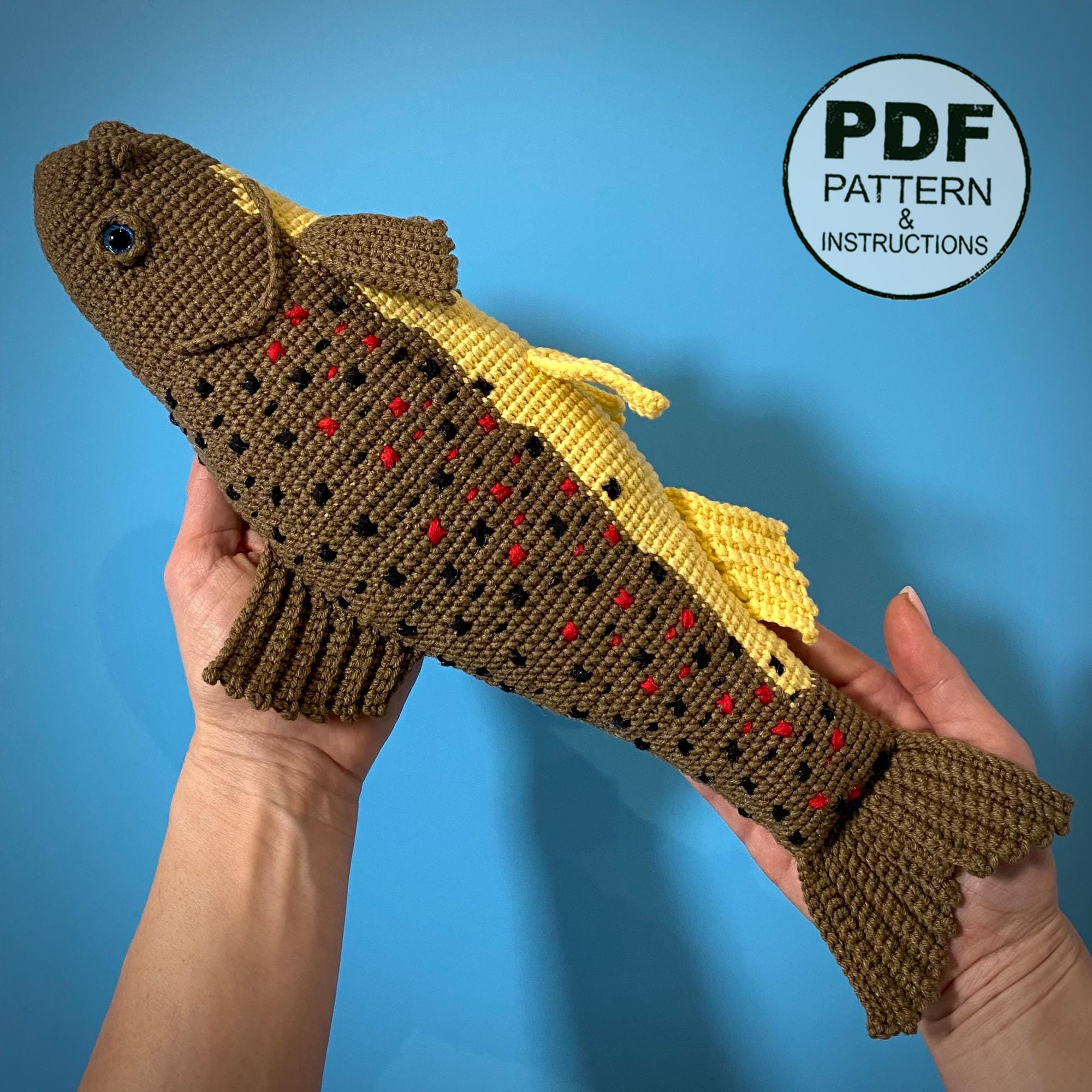 Fish Crochet Pattern PDF. Brown Trout. Realistic Fish Amigurumi ...