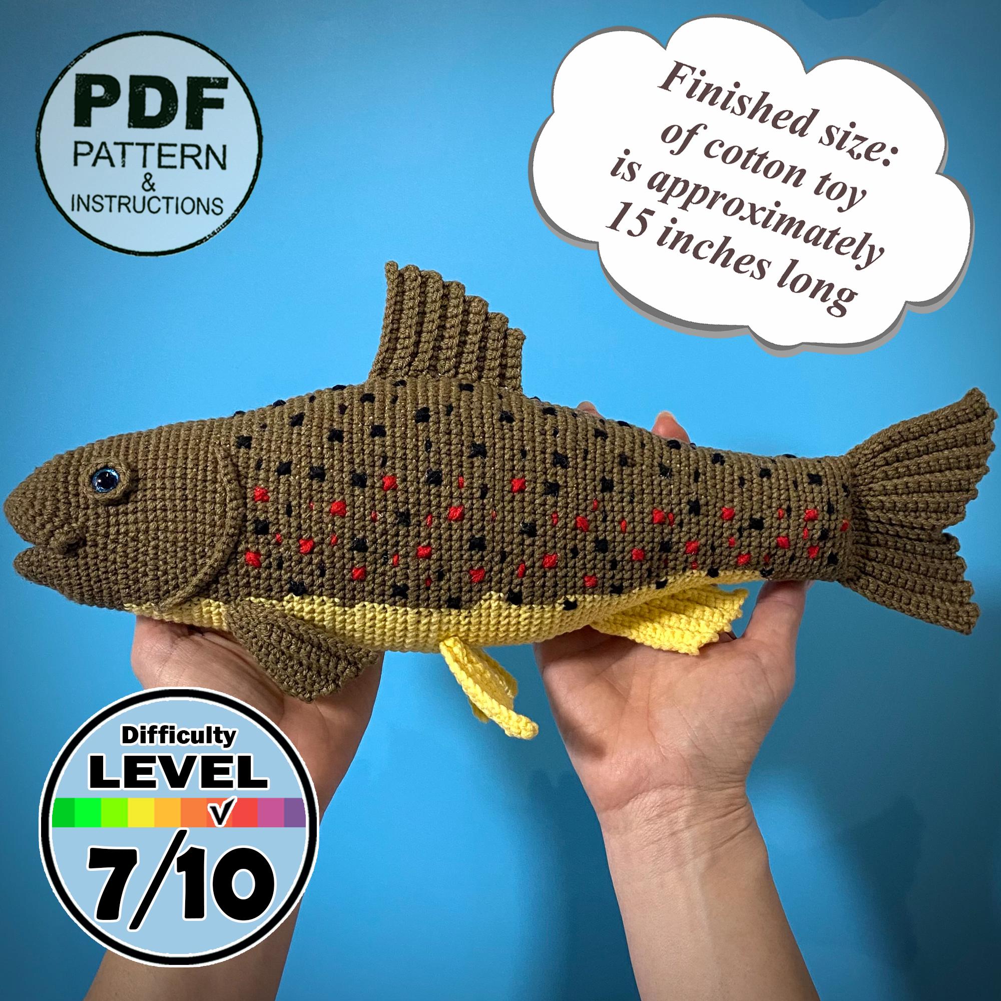 Fish Crochet Pattern PDF. Brown Trout. Realistic Fish Amigurumi ...