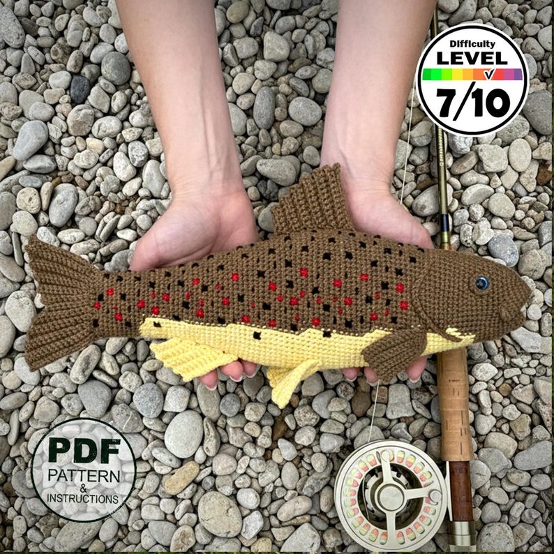Fish Crochet Pattern PDF. Brown Trout. Realistic Fish Amigurumi ...