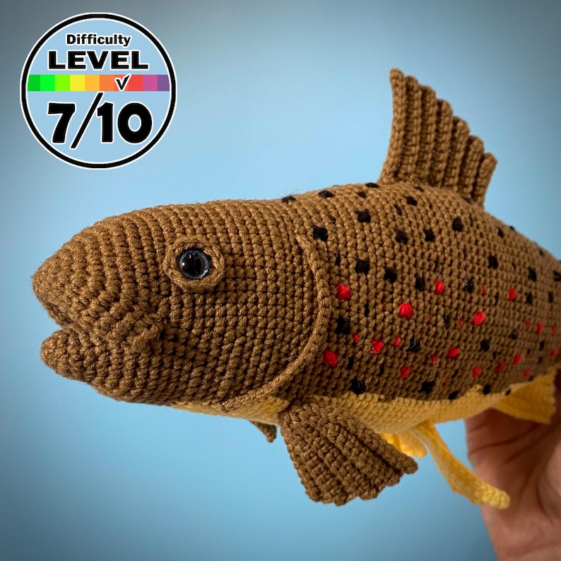 Fish Crochet Pattern PDF. Brown Trout. Realistic Fish Amigurumi ...