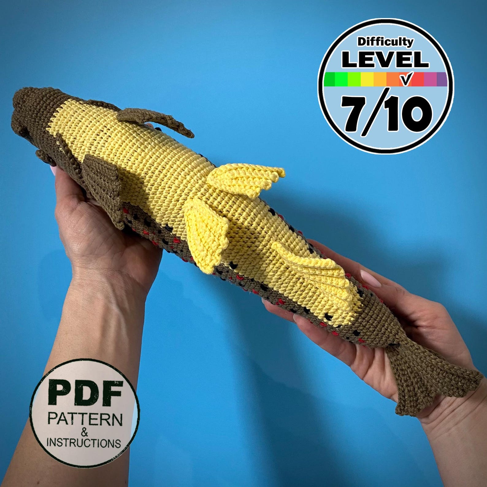 Fish Crochet Pattern PDF. Brown Trout. Realistic Fish Amigurumi ...