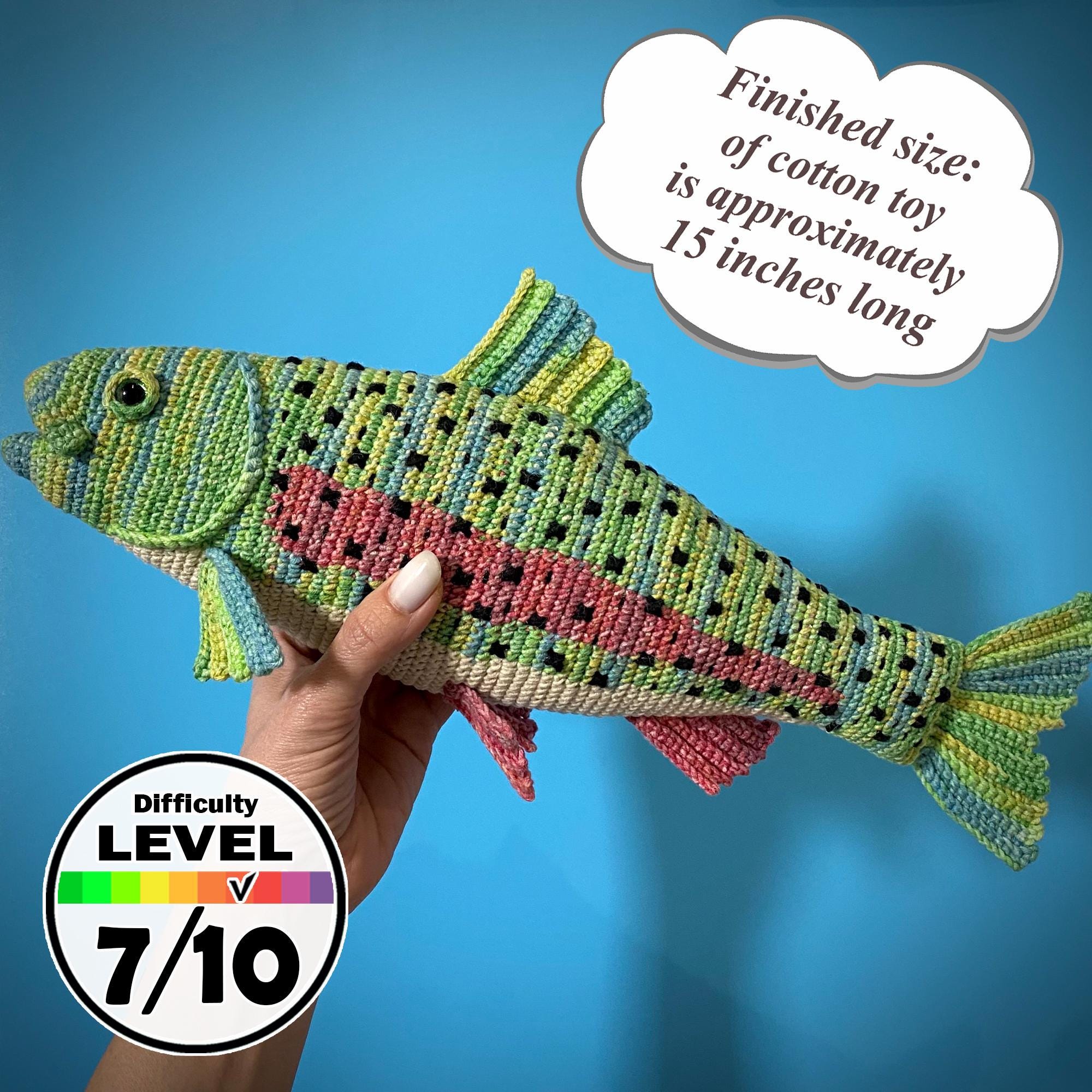 Fish Crochet Pattern PDF. Rainbow Trout. Realistic Fish Amigurumi. Fly ...