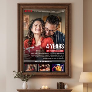 Netflix Style Photo Collage | Custom Anniversary Gift (canva Template ...