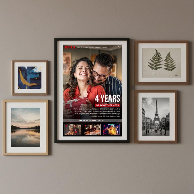 Netflix Style Photo Collage | Custom Anniversary Gift (canva Template ...