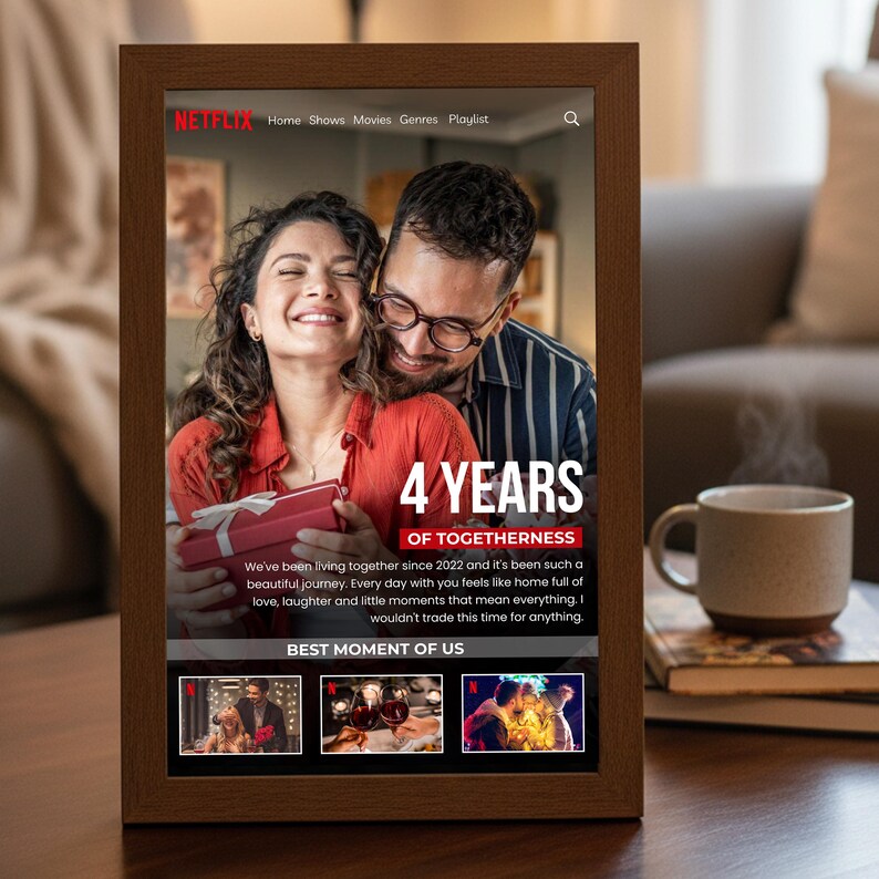 Netflix Style Photo Collage | Custom Anniversary Gift (canva Template ...
