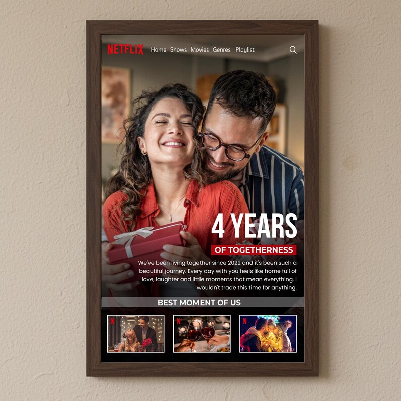 Netflix Style Photo Collage | Custom Anniversary Gift (canva Template ...