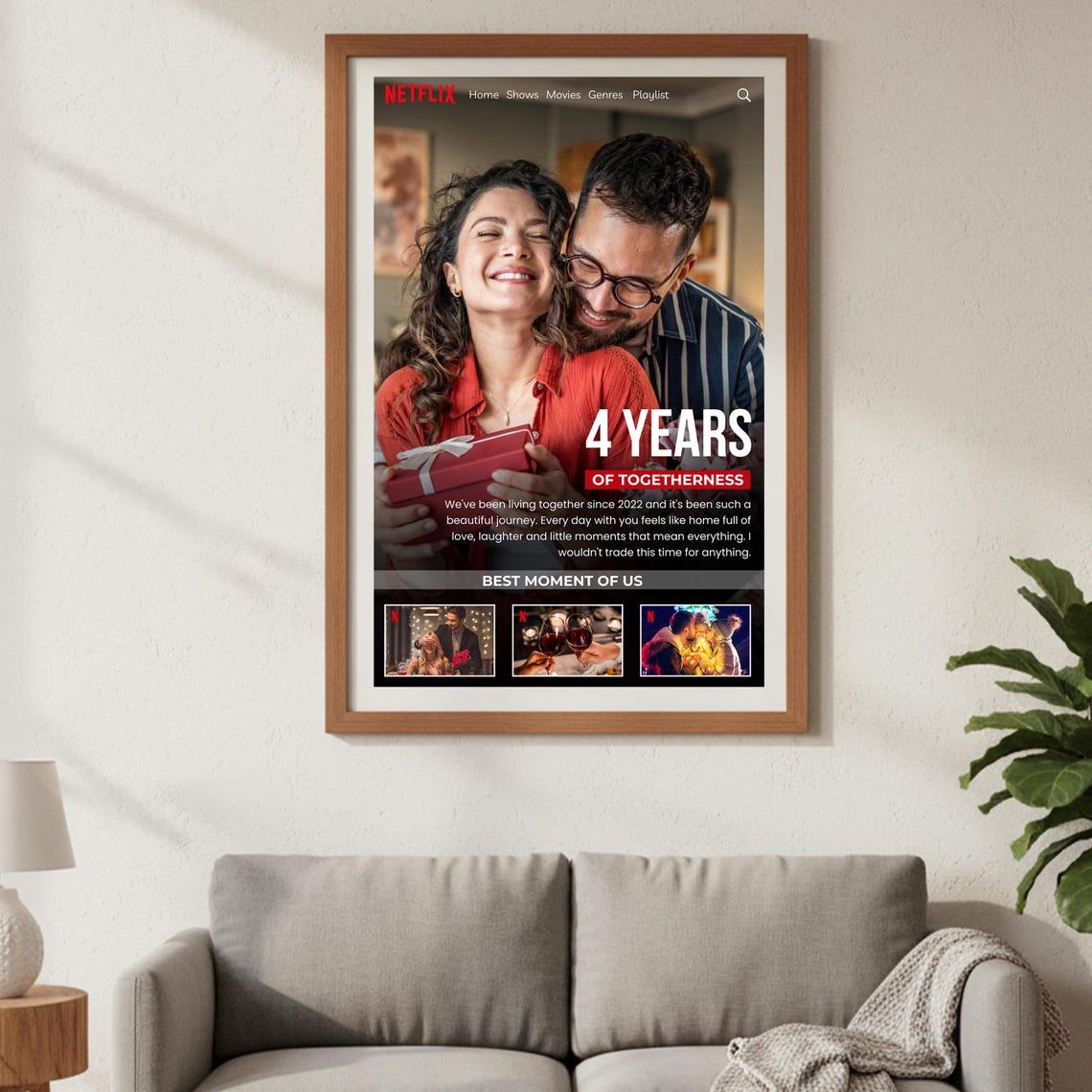 Netflix Style Photo Collage | Custom Anniversary Gift (canva Template ...