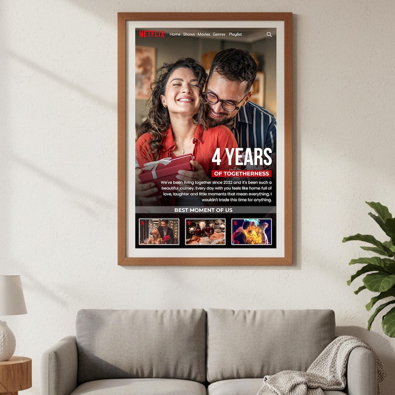 Netflix Style Photo Collage | Custom Anniversary Gift (canva Template ...