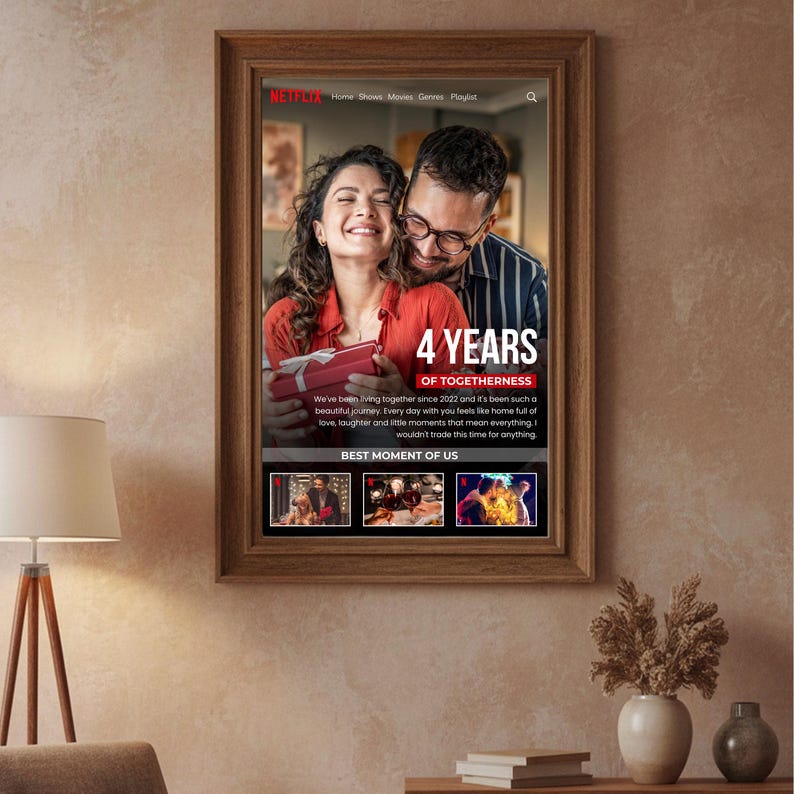 Netflix Style Photo Collage | Custom Anniversary Gift (canva Template ...