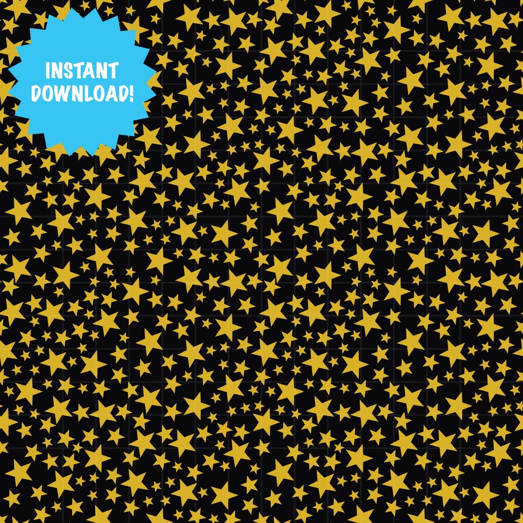 Golden Stars Seamless Pattern, Starry Repeating Pattern, Digital ...
