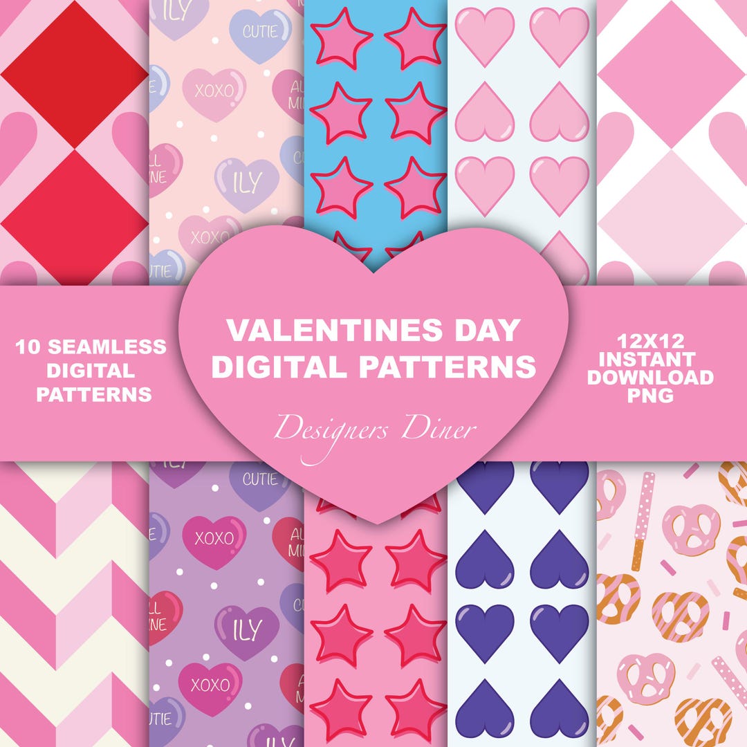 10 Valentines Day Digital Papers | Instant Download | Seamless ...