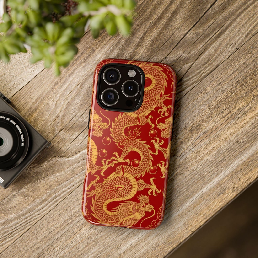 Gold Chinese Dragon Phone Case | Tough Cases iPhone Galaxy - Etsy