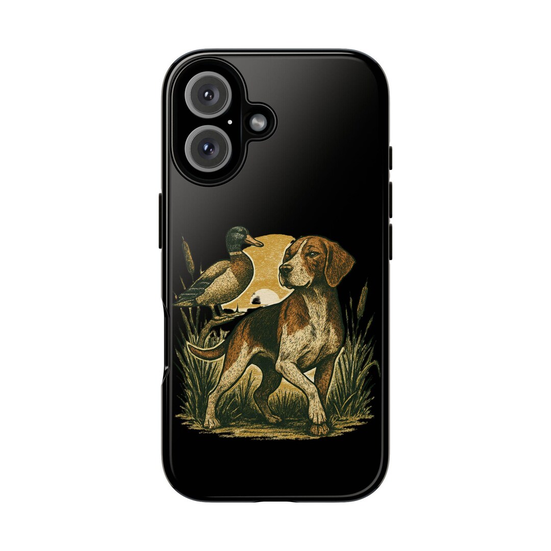 Vintage Hunting Dog and Mallard Phone Case, Protective Dual Layer ...