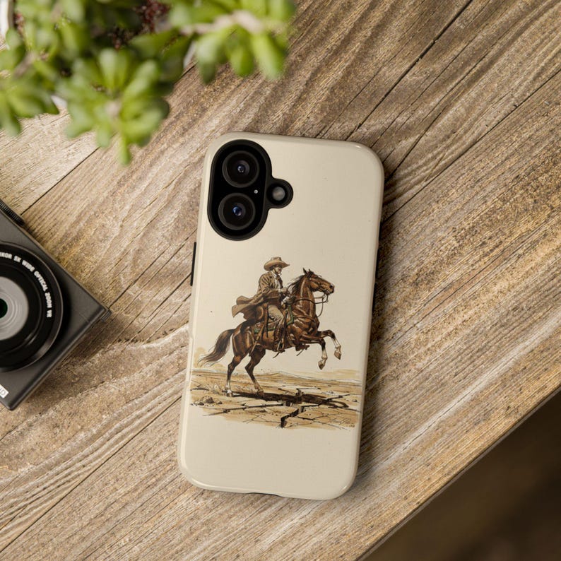 Cowboy Riding Horse Phone Case, Western Vintage Illustration, iPhone 17 ...