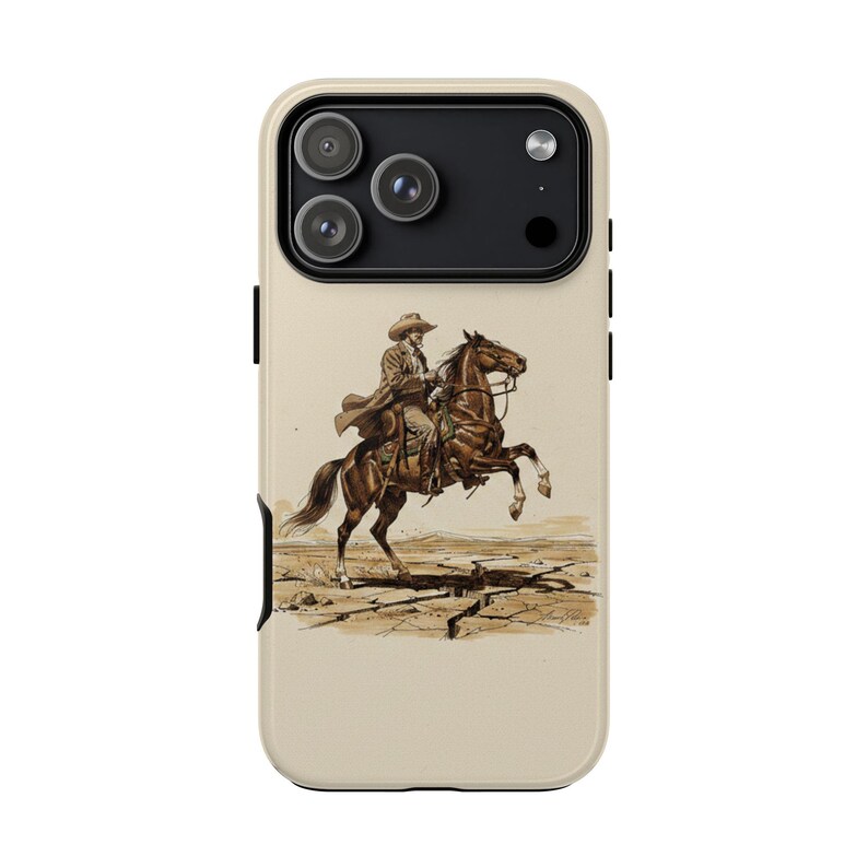 Cowboy Riding Horse Phone Case, Western Vintage Illustration, iPhone 17 ...