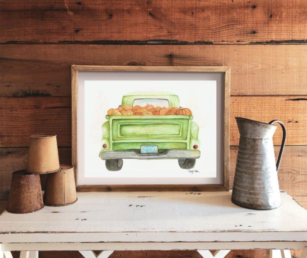 Vintage Fall Farm Truck With Pumpkins Printable | Digital Download ...