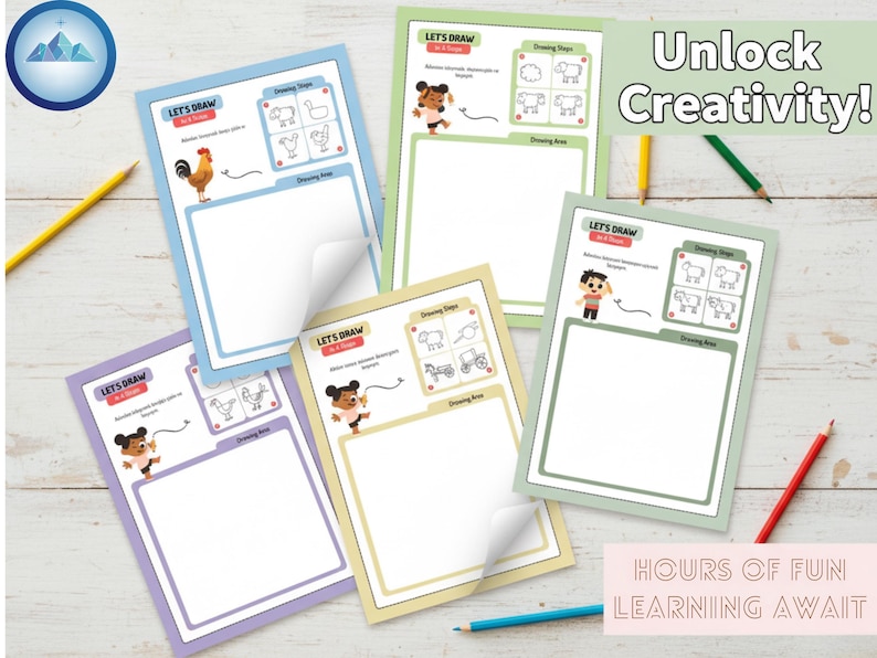 Kids Drawing Activity Book Printable - Step-by-step Drawing Workbook ...
