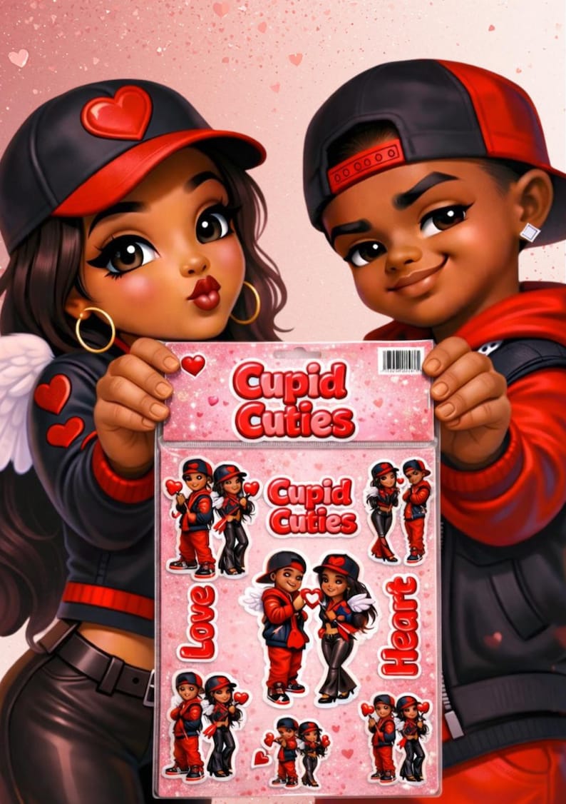 Cupid Cuties Valentine Sticker Pack | Chibi Couple PNG (instant ...