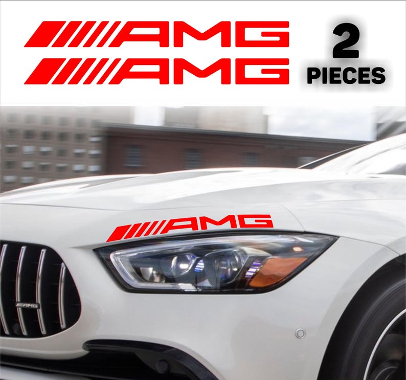 2x AMG Style Racing Stripes Vinyl Decals – 11-inch Hood & Bonnet ...