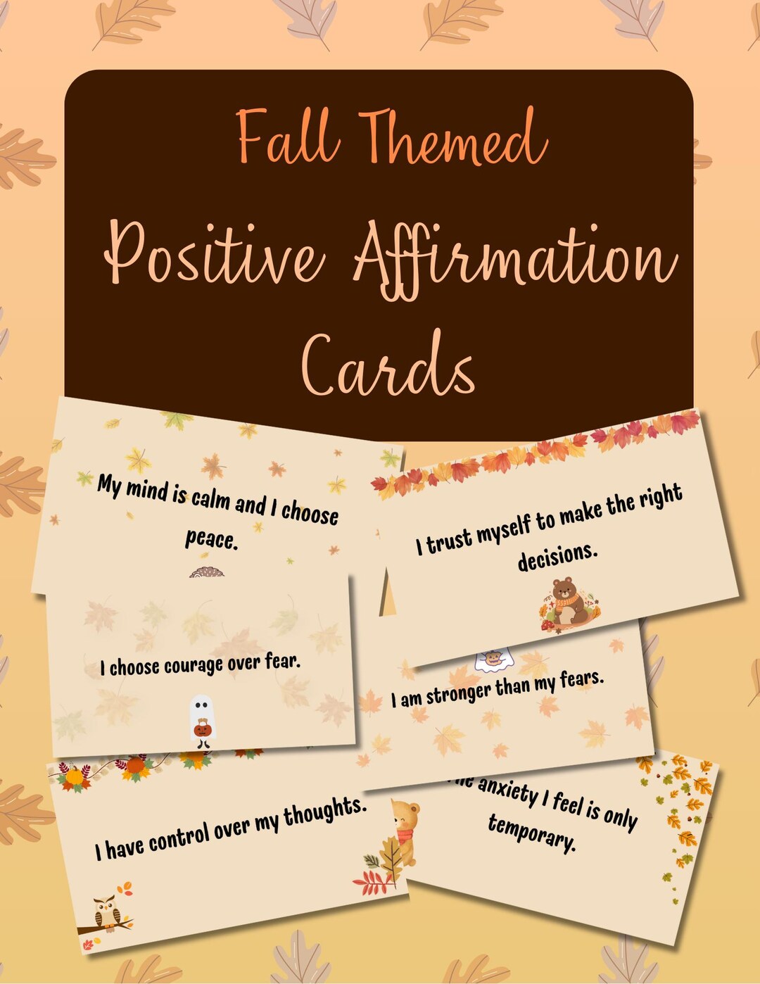 Printable Positive Affirmation Cards, Fall-themed Positive Affirmation ...