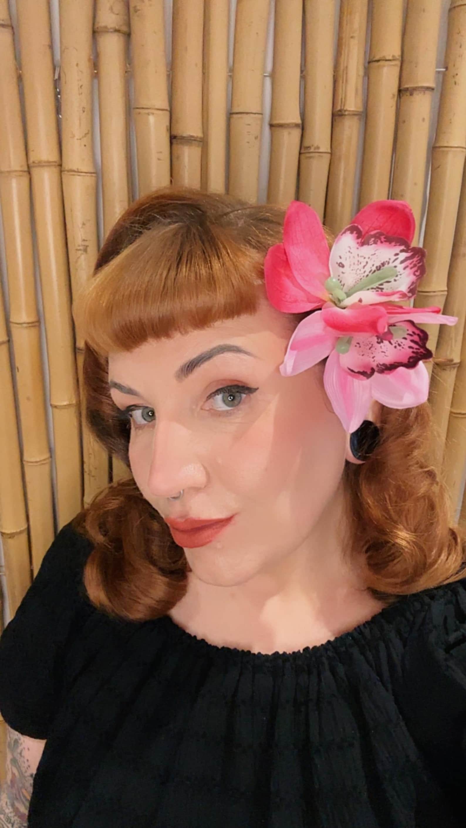 GIGI Double Pinup Orchid Hair Flower - Baby Pink and Pink - Etsy