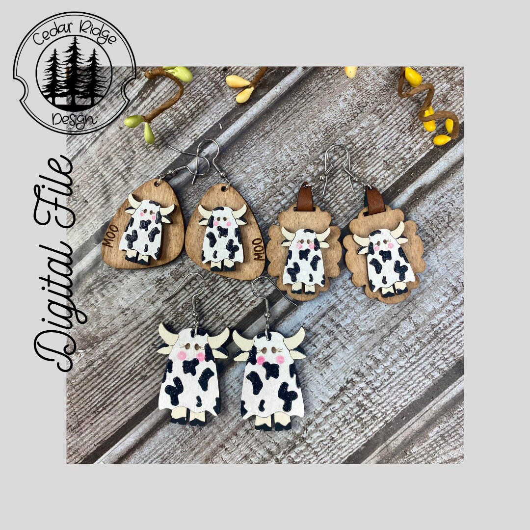 Ghost Cow Earrings /SVG/LASER Cut/ Digital/ghost Cow Drop Earrings ...