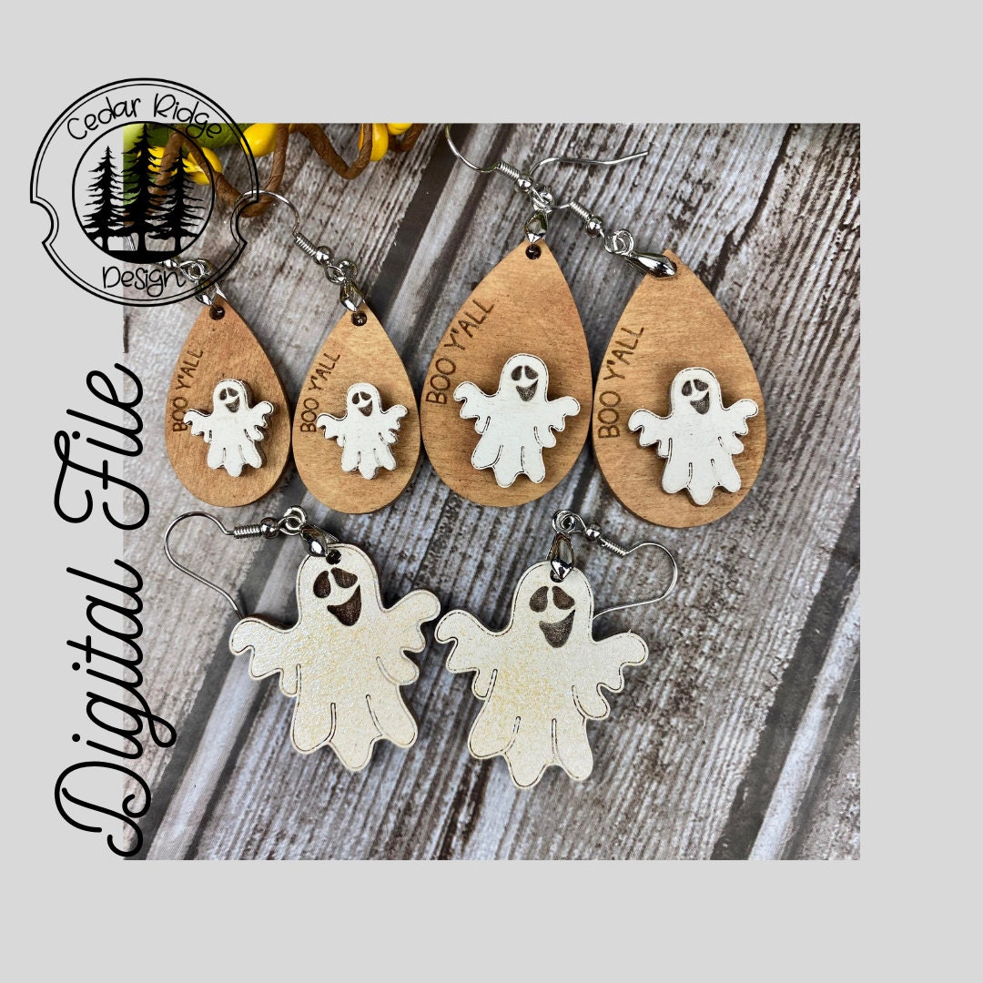 Halloween Earring Boo Y'all/svg/laser Cut/ Digital/ghost Earrings/drop ...