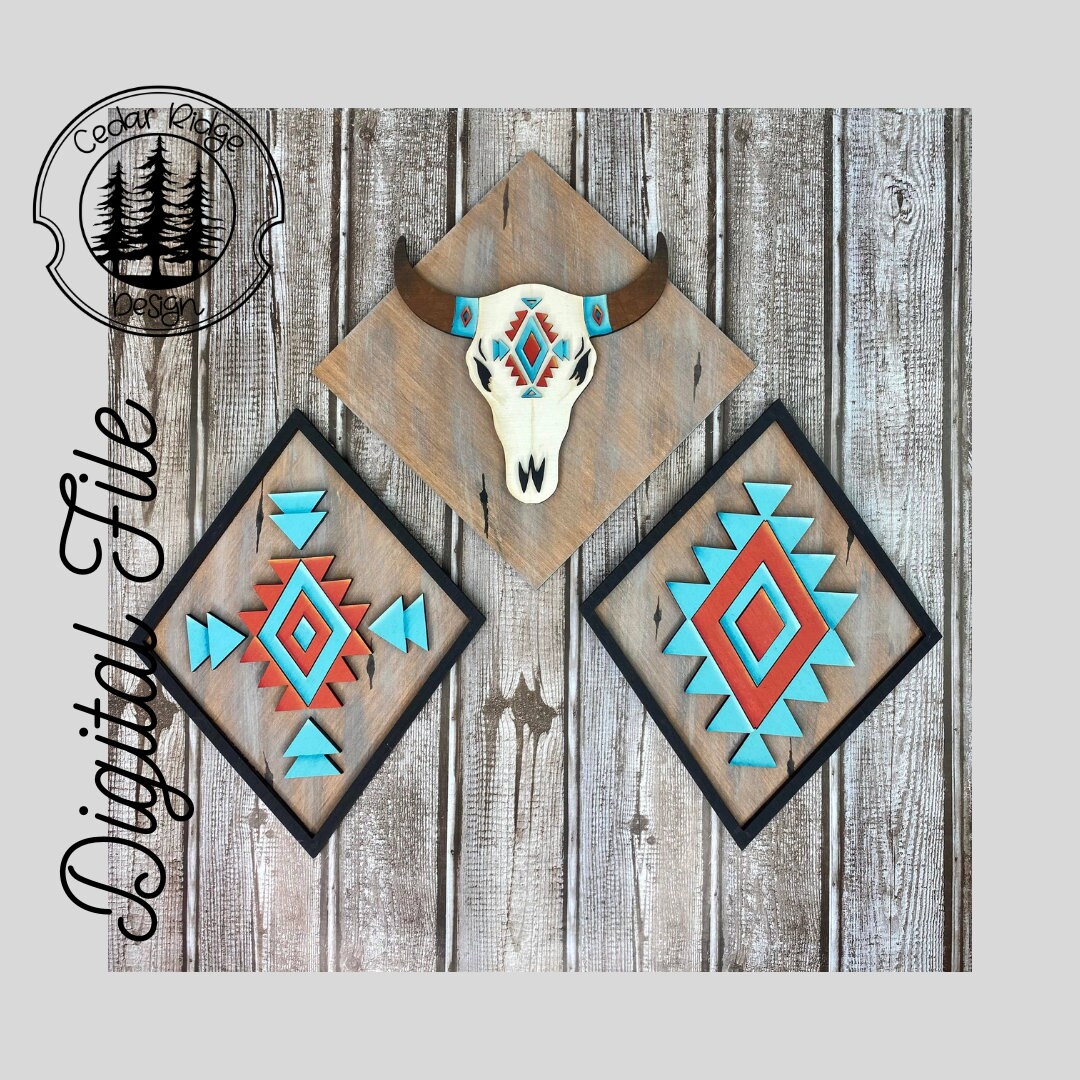 Aztec Bull / Aztec Bull Sign Trio/svg/ LASER Cut/ Digital/western Wall ...