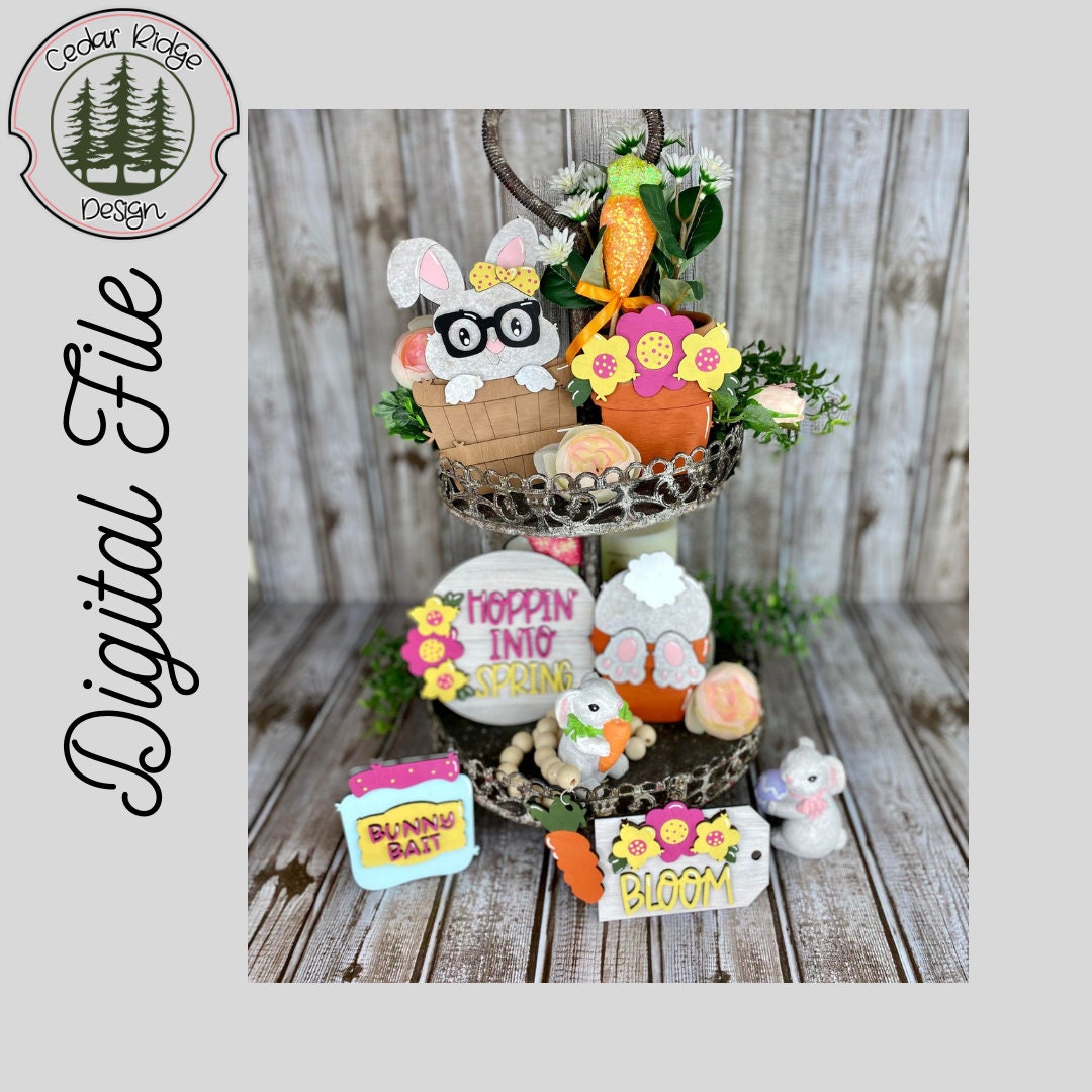 SVG/ LASER Cut/ Digital/hoppin Into Spring /spring Tiered Tray Set ...