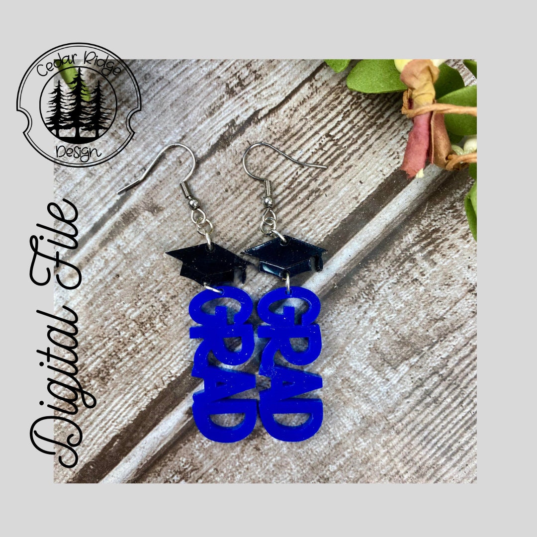 Graduation Cap Earrings /SVG/LASER Cut/ Digital/grad Cap Drop Earrings ...
