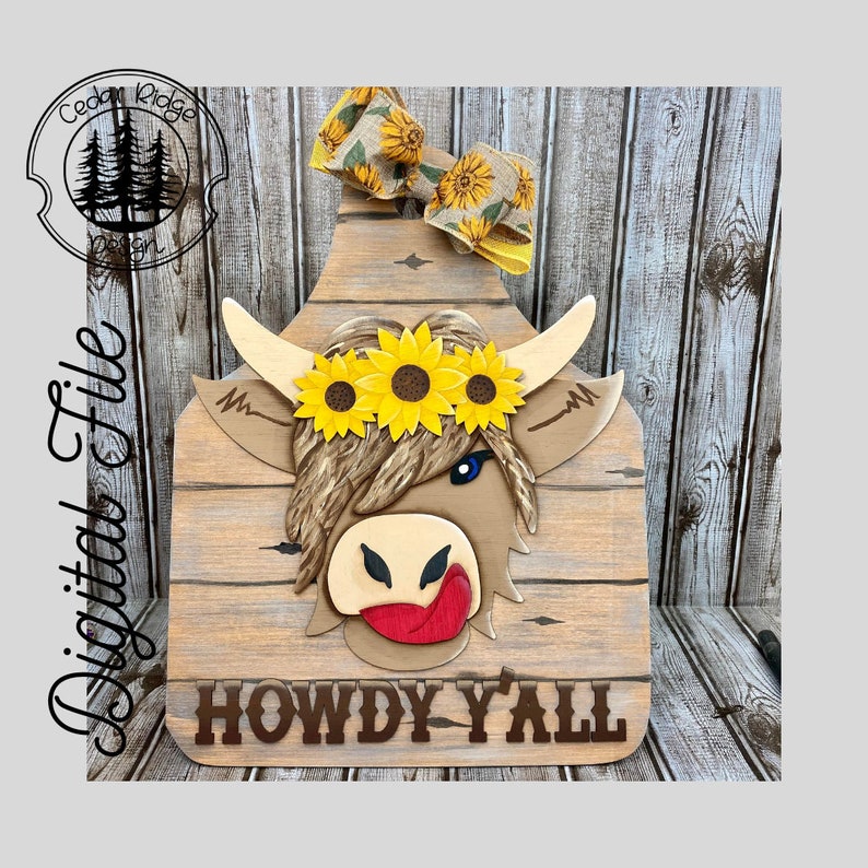 Highland Cow Ear Tag Door Sign/svg/ LASER Cut/ Digital/door - Etsy